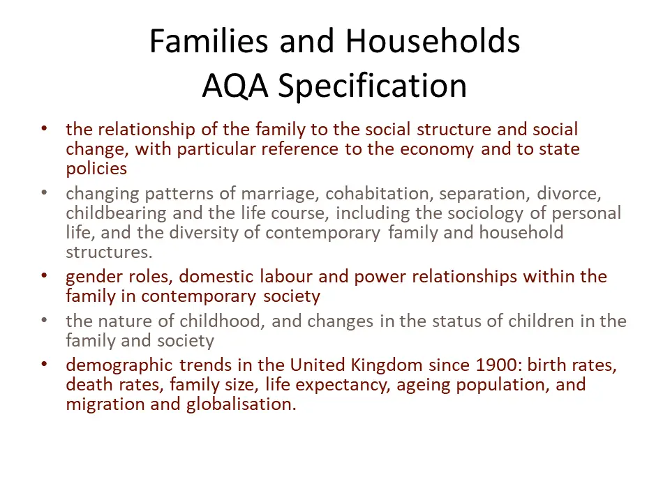 A-level sociology families and households: course summary, schemes of ...